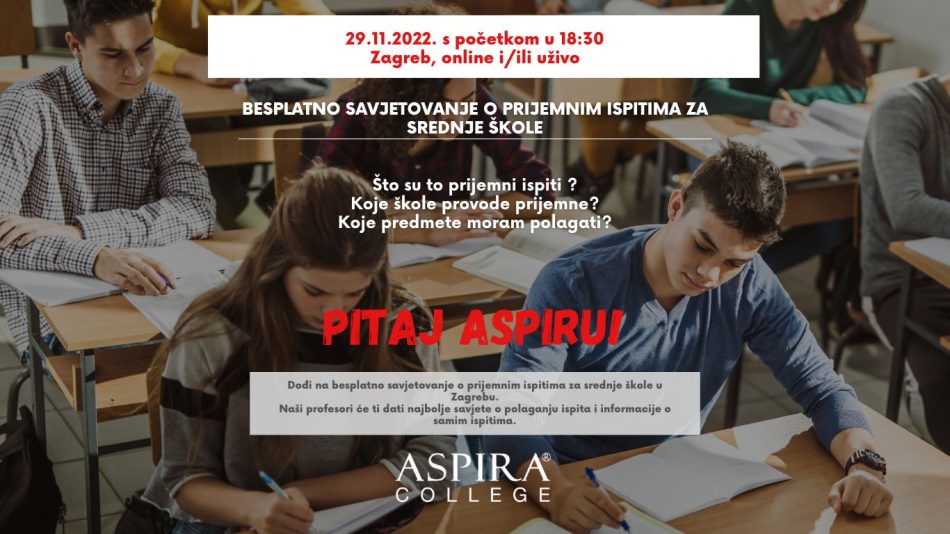 Besplatno savjetovanje - Pitaj Aspiru!, 29.11.2022. u Zagrebu, online ...